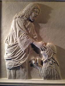 St. David’s Water Feature Christ Carving Detail | Stone Carvers Guild